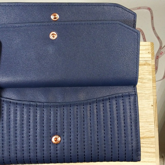 H by Halston | Bags | Nwt Halston Fold Over Quilted Wallet Navy | Poshmark